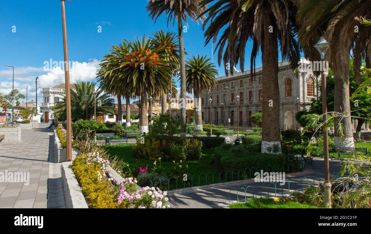 Latacunga, Cotopaxi / Ecuador - June 5 2021: People sitting on benches ...