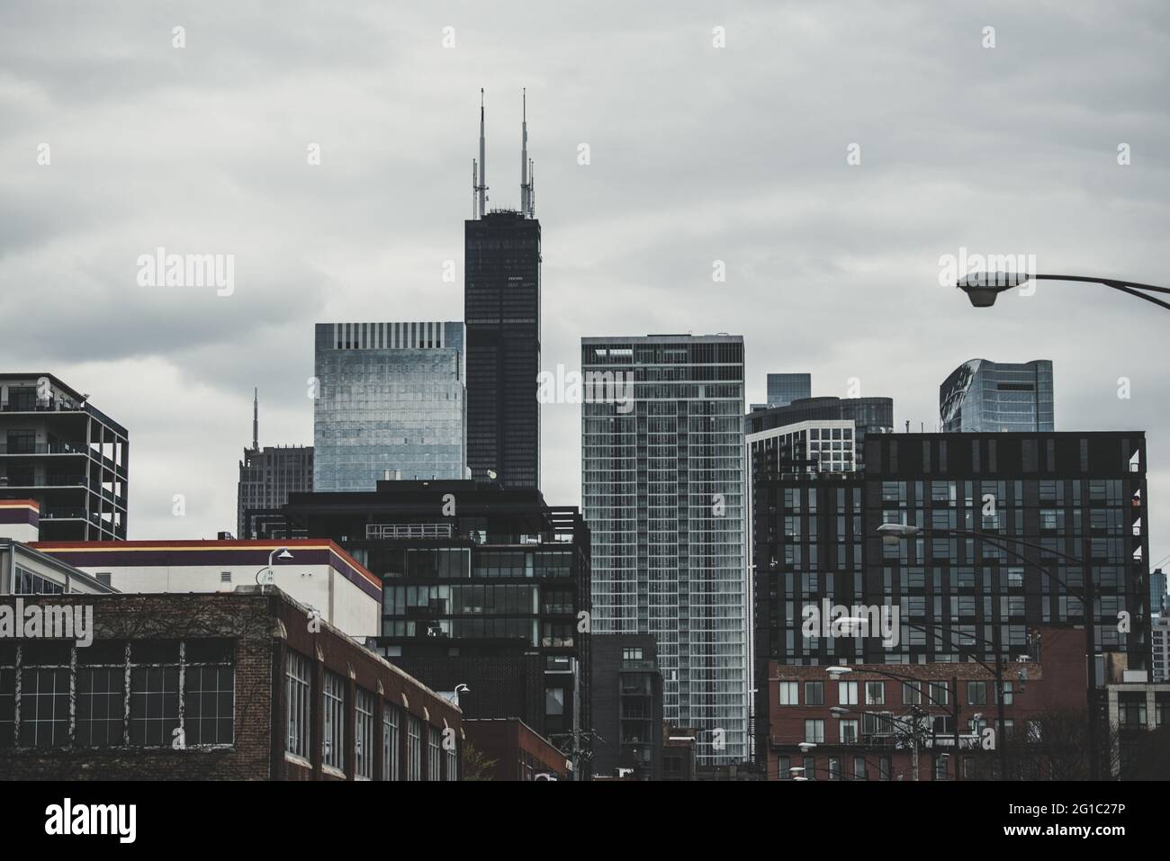 Skyline of Chicago in vintage style Stock Photo - Alamy