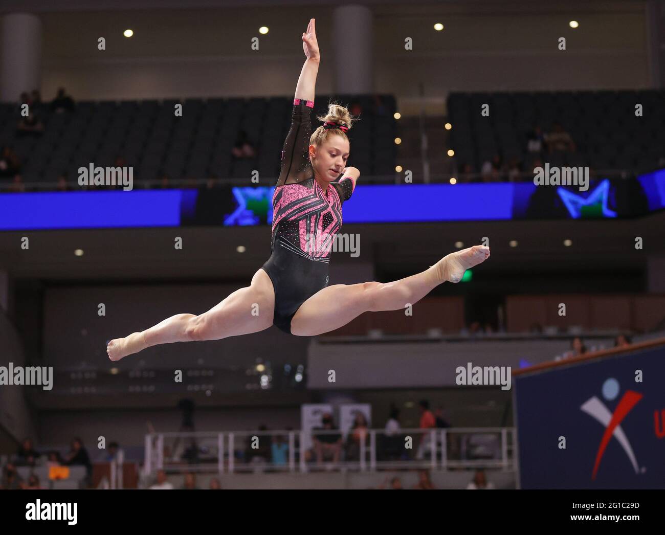 June 6, 2021: Ava Siegfeldt performs on the balance beam during Day 2 ...