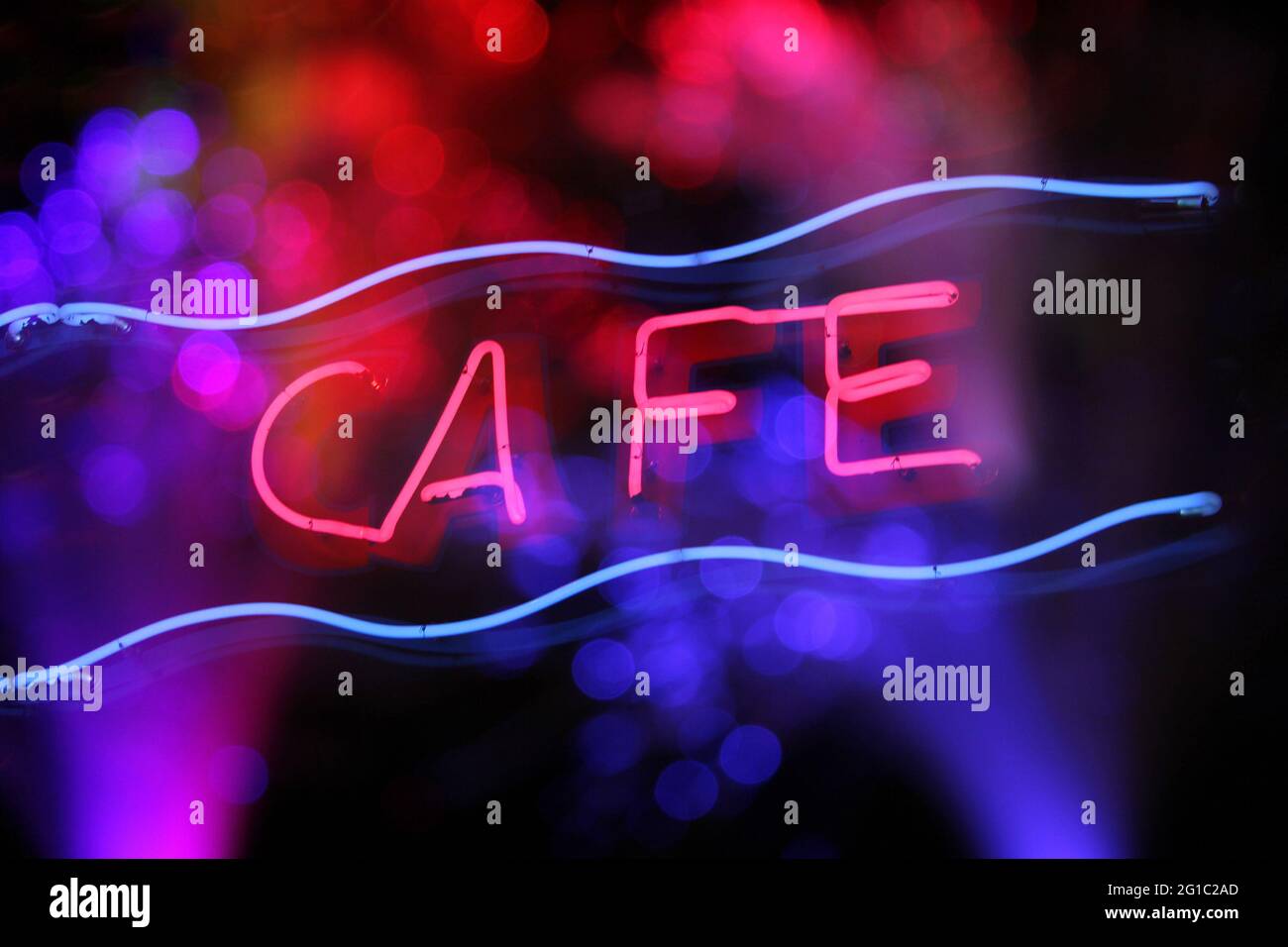 Vintage Neon Cajun Cafe Sign on Restaurant Wall Stock Photo - Alamy