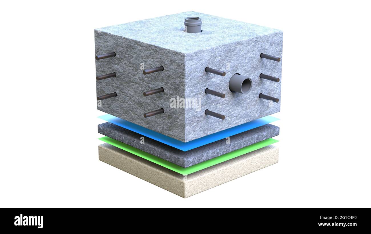 construction substructure scheme isolated, industrial 3d rendering ...