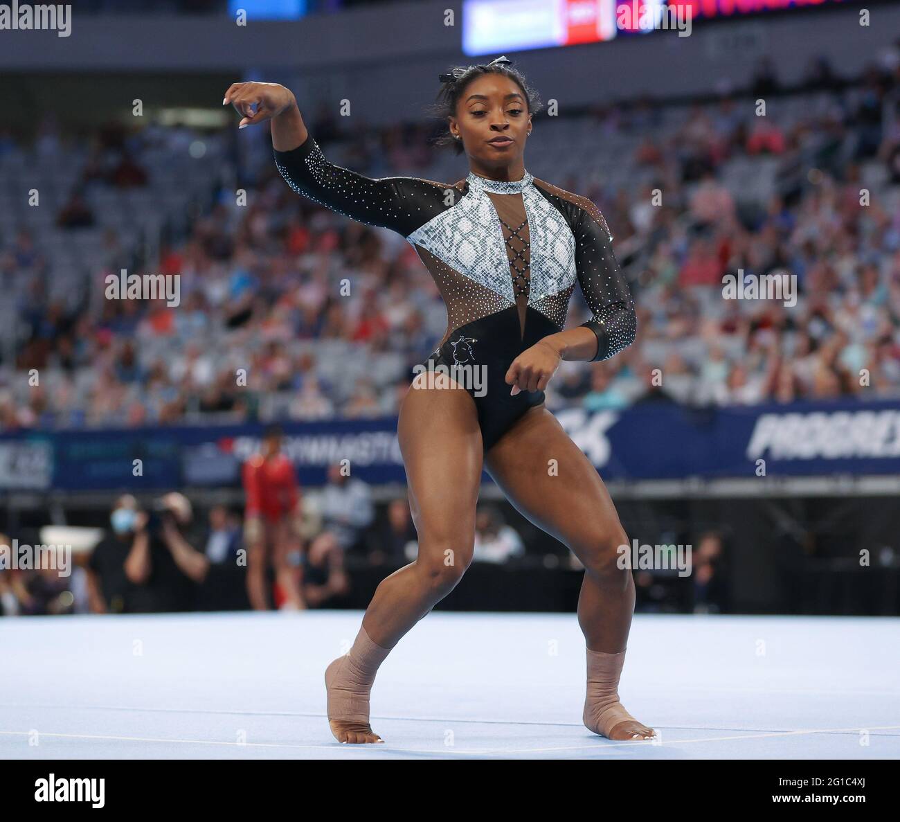 June 6, 2021: Simone Biles performs her floor routine during Day 2 of ...