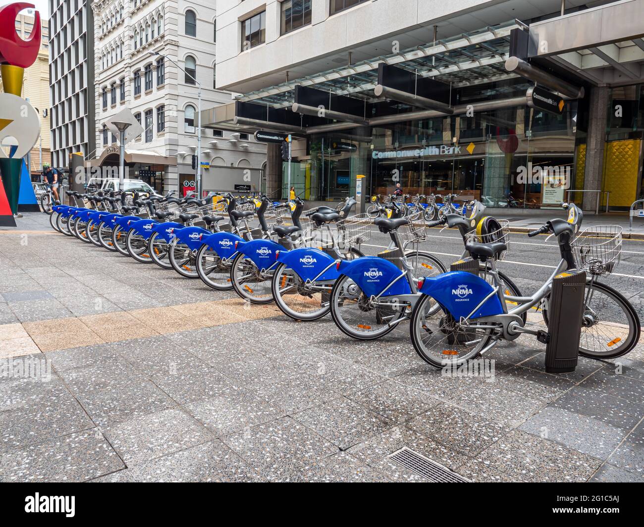 Public bicycles parked in the street. Brisbane, Queensland, Australia ...