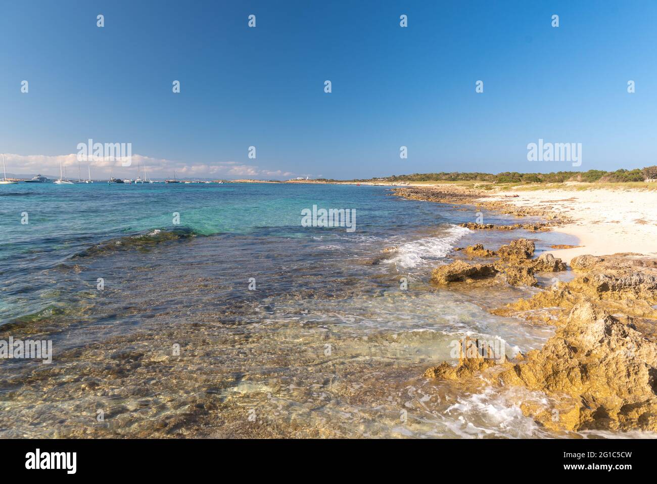 Beaches of the Island of Formentera in the Balearic Islands in Spain ...
