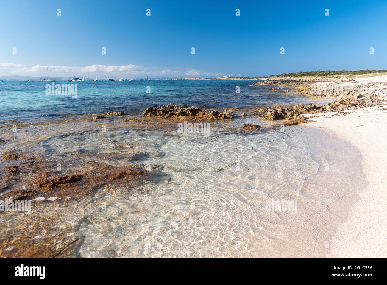 Beaches of the Island of Formentera in the Balearic Islands in Spain ...