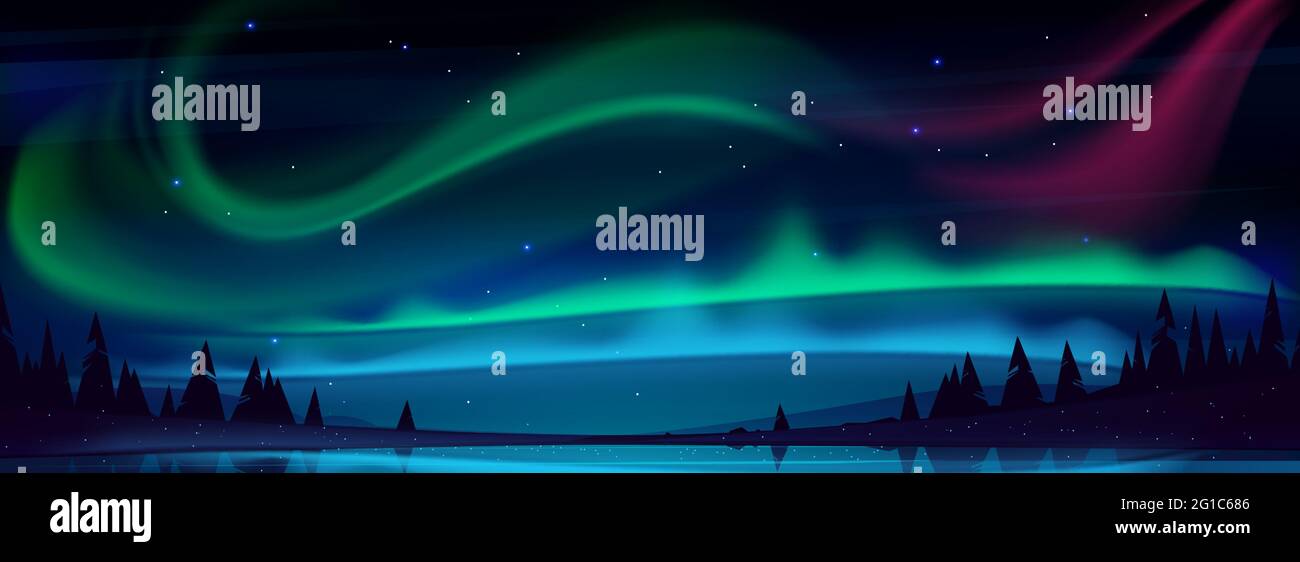 Northern Lights Cartoon Clip Art Colorful Aurora Borealis Sky Light