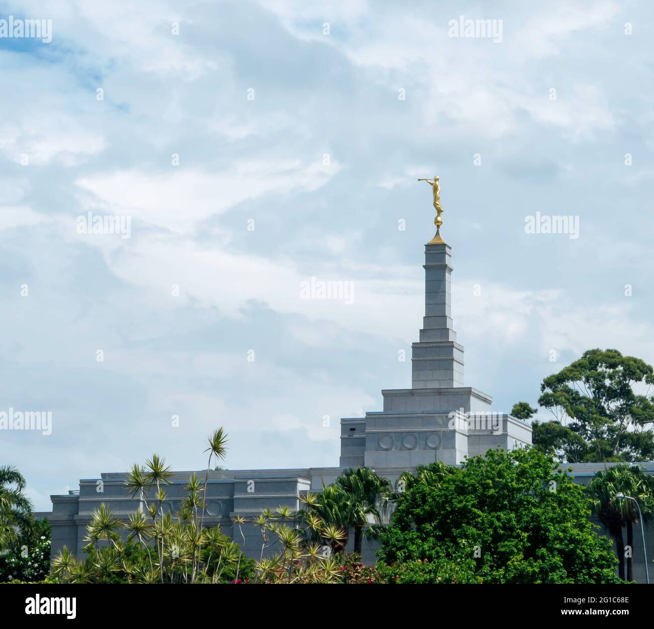 View of a Mormon temple from outside. This church is also known as the ...
