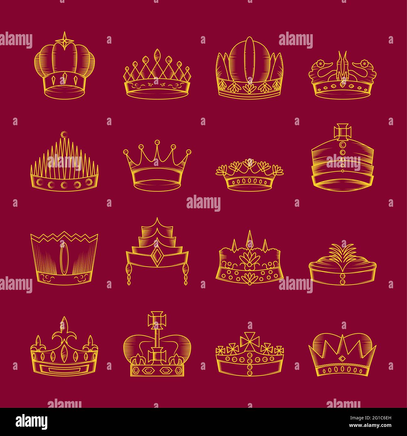 crown hand drawn set Stock Vector Image & Art - Alamy