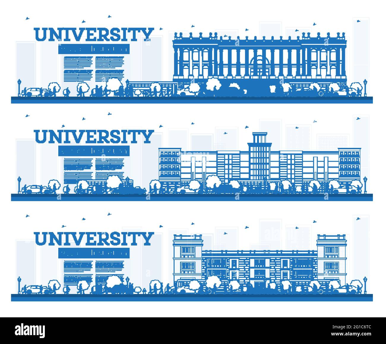 Outline University Campus Set. Study Banners. Vector Illustration ...