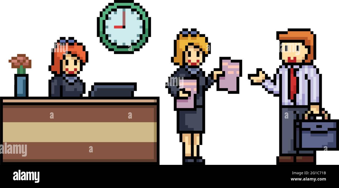 pixel art of office worker scene Stock Vector Image & Art - Alamy