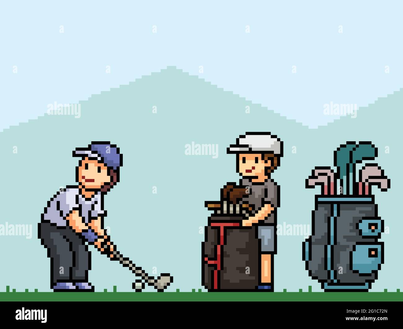 Boy with golf club Stock Vector Images - Alamy