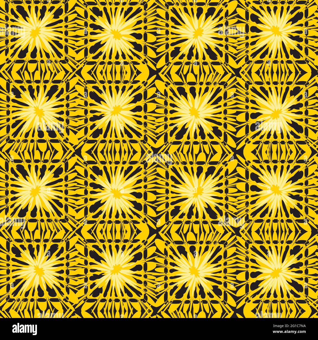 Vector yellow and black abstract daisy crocheted squares, basket weave ...