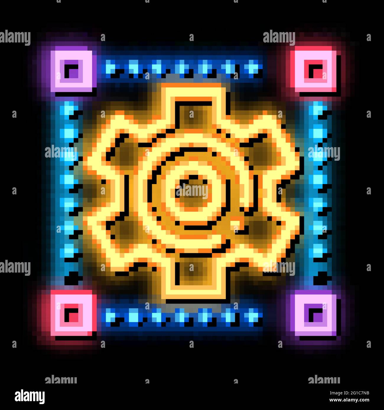 Mechanical Gear neon glow icon illustration Stock Vector Image & Art ...