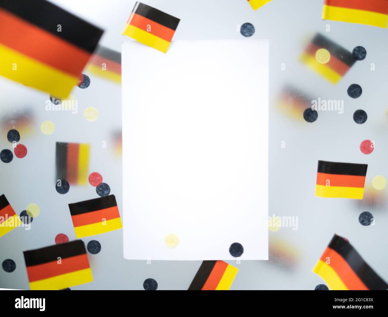 Germany. Unity Day. October 3. National flags on a foggy background ...