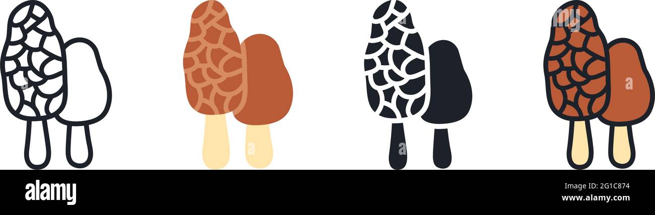 Morel icon. Linear flat color icons contour shape outline. Thin line ...