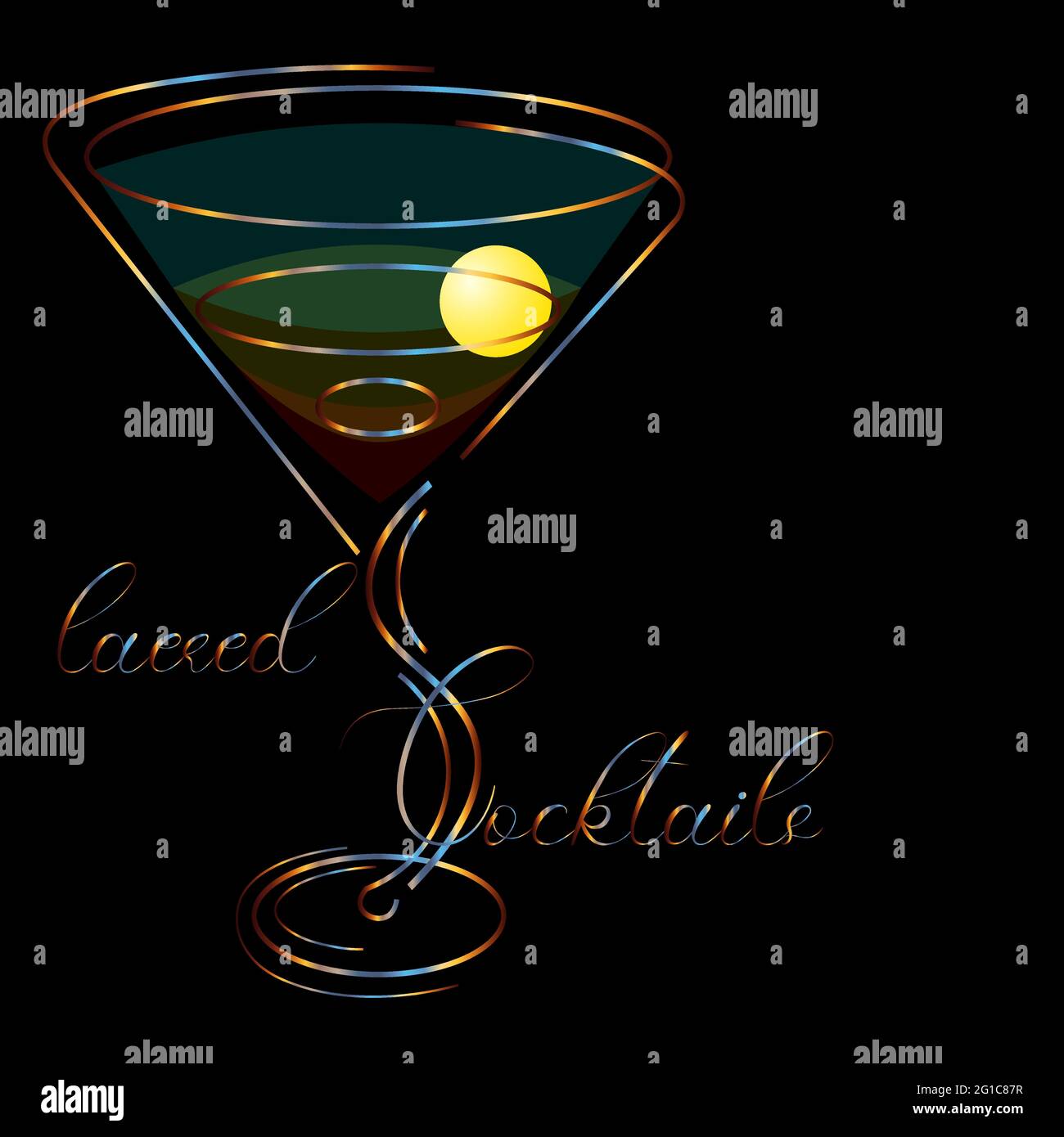 layered cocktail logo for restaurant or bar menu or wine list 1 Stock ...
