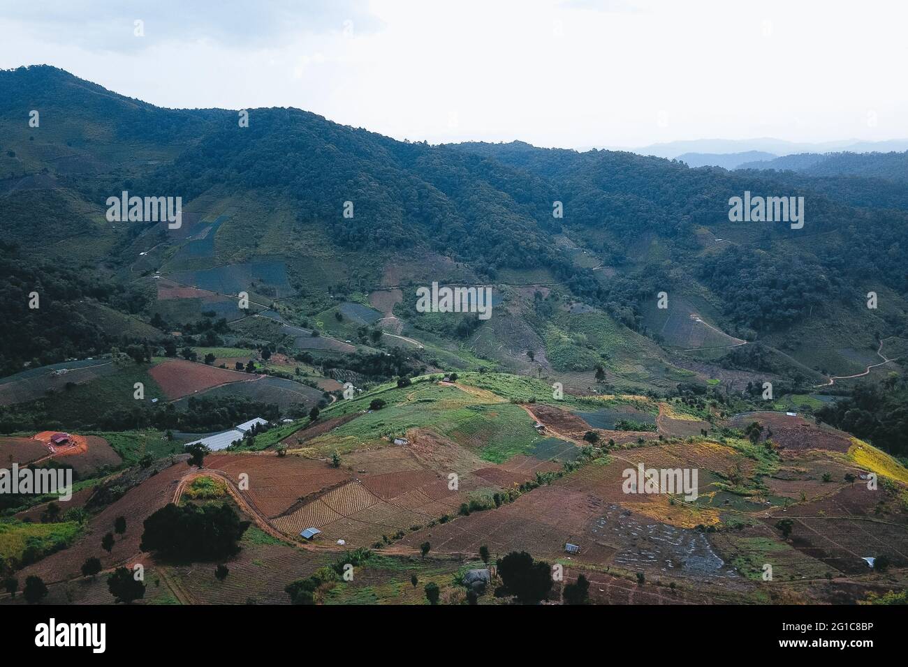 village in the mountains in asia and agricultural area Stock Photo - Alamy