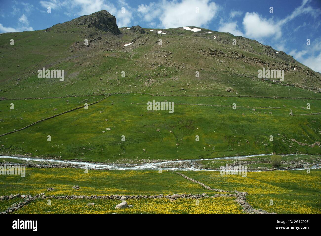 Panoramic photo of the clouds descending to the earth and spreading ...