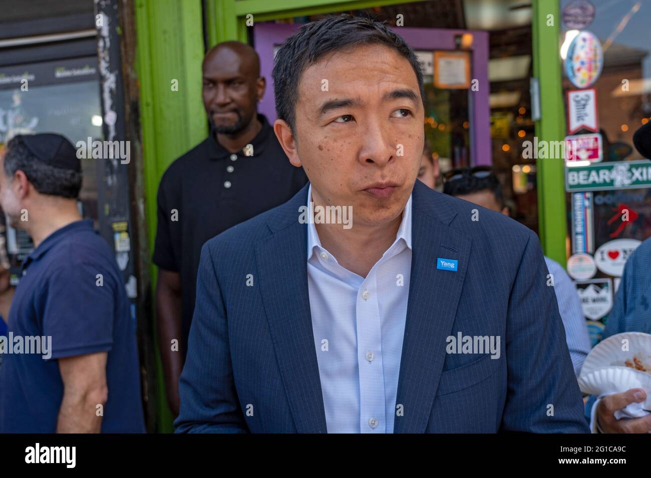 New York, United States. 06th June, 2021. Mayoral candidate Andrew Yang ...