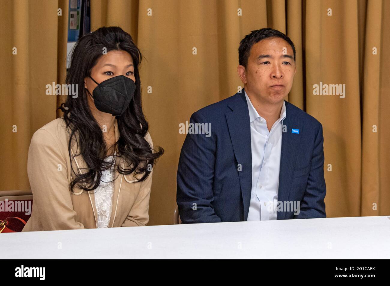 New York, United States. 06th June, 2021. Mayoral candidate Andrew Yang ...