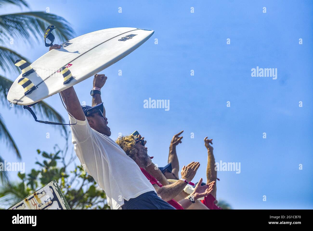 French surfer celebrates after the men's finals. El Salvador hosts the ...