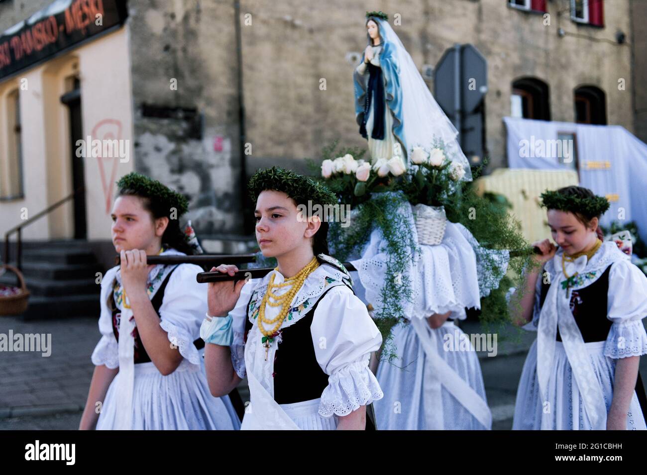 June 3, 2021, Swietochlowice, Lipiny, Poland: People in traditional ...