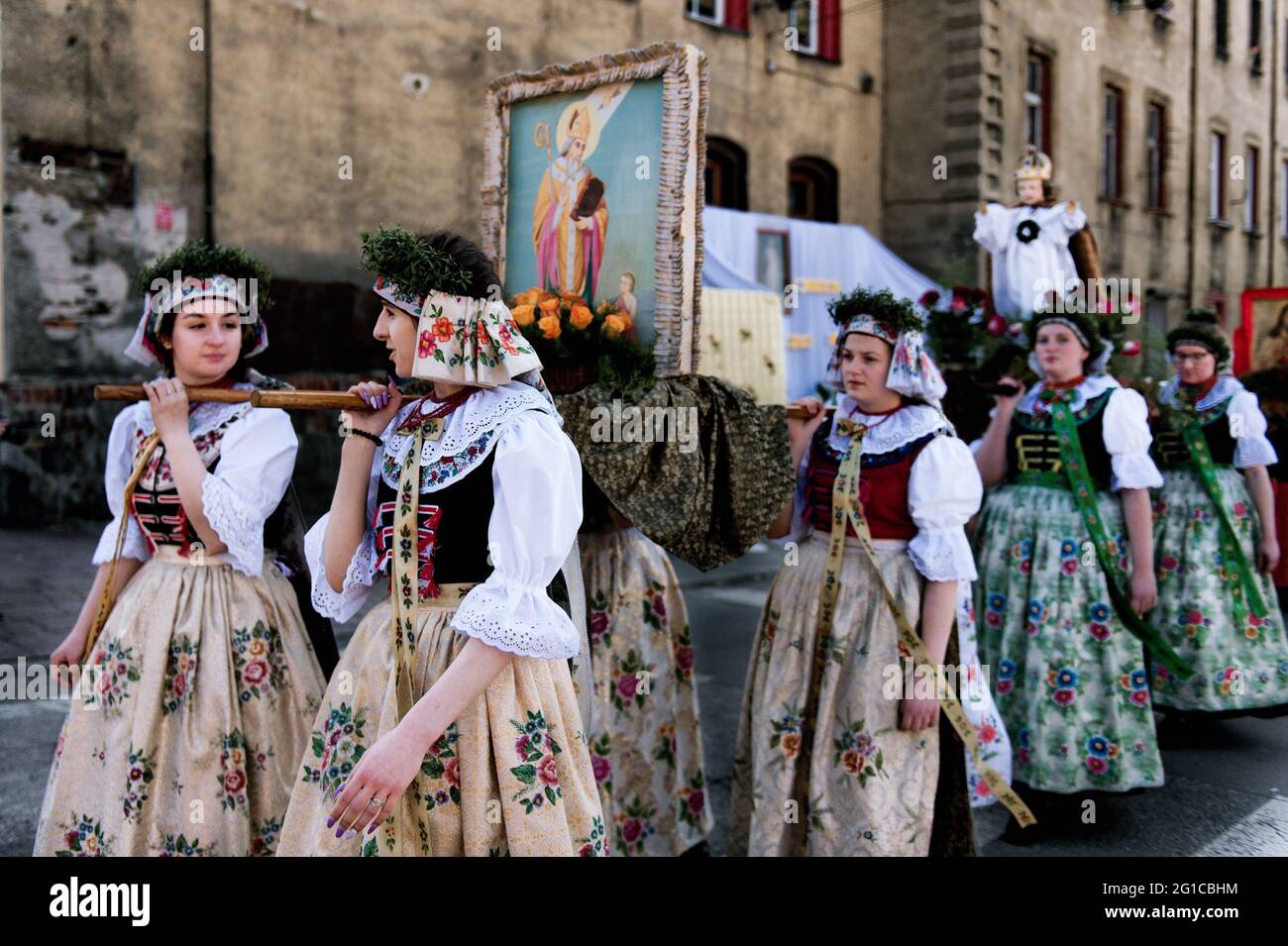 June 3, 2021, Swietochlowice, Lipiny, Poland: People in traditional ...
