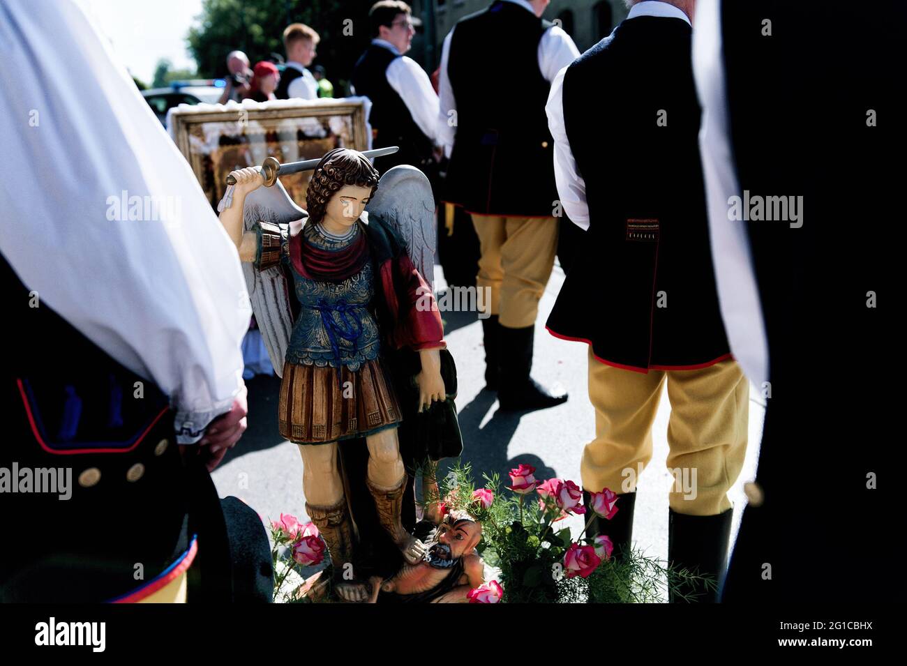 June 3, 2021, Swietochlowice, Lipiny, Poland: People in traditional ...