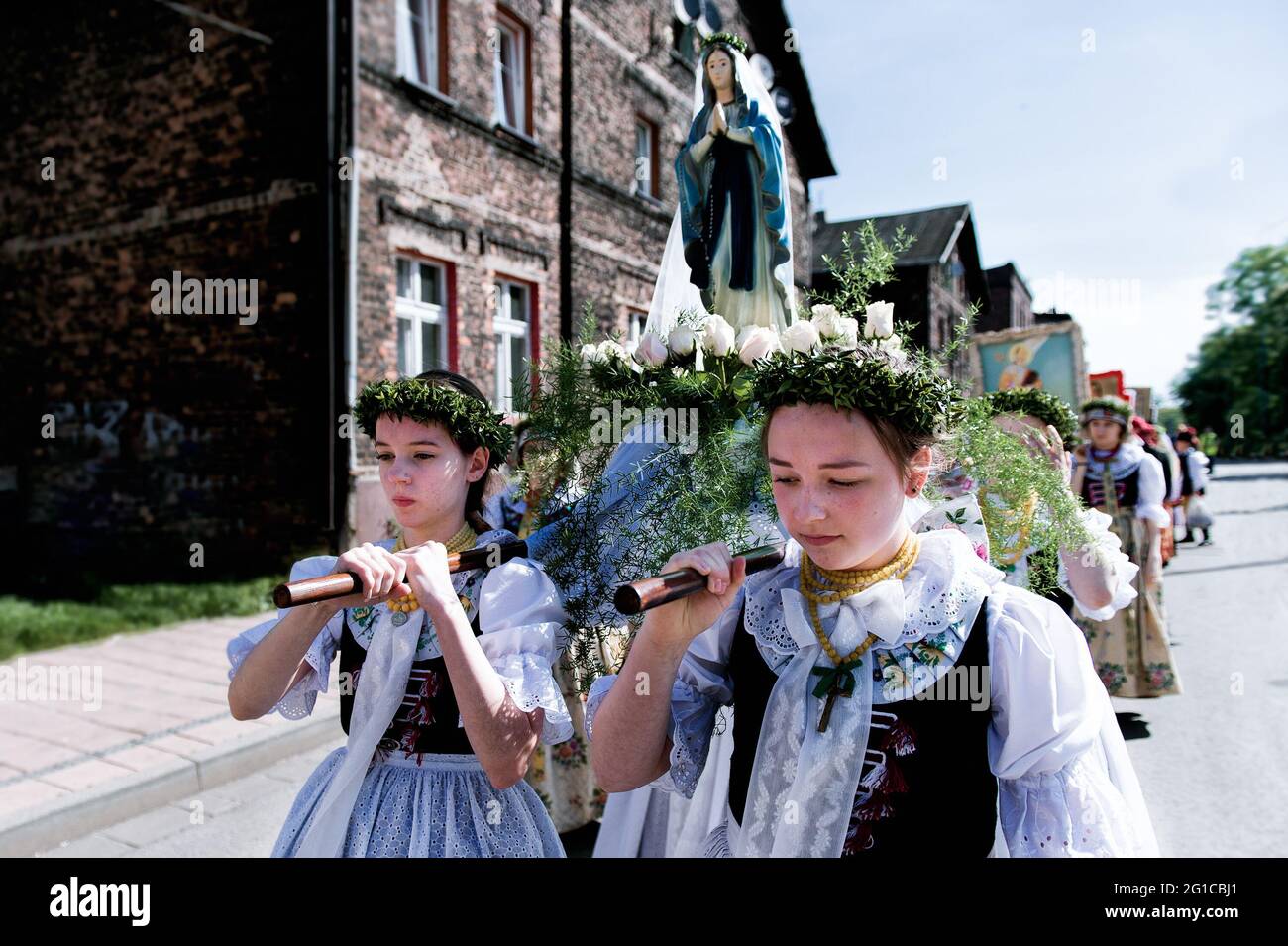 June 3, 2021, Swietochlowice, Lipiny, Poland: People in traditional ...