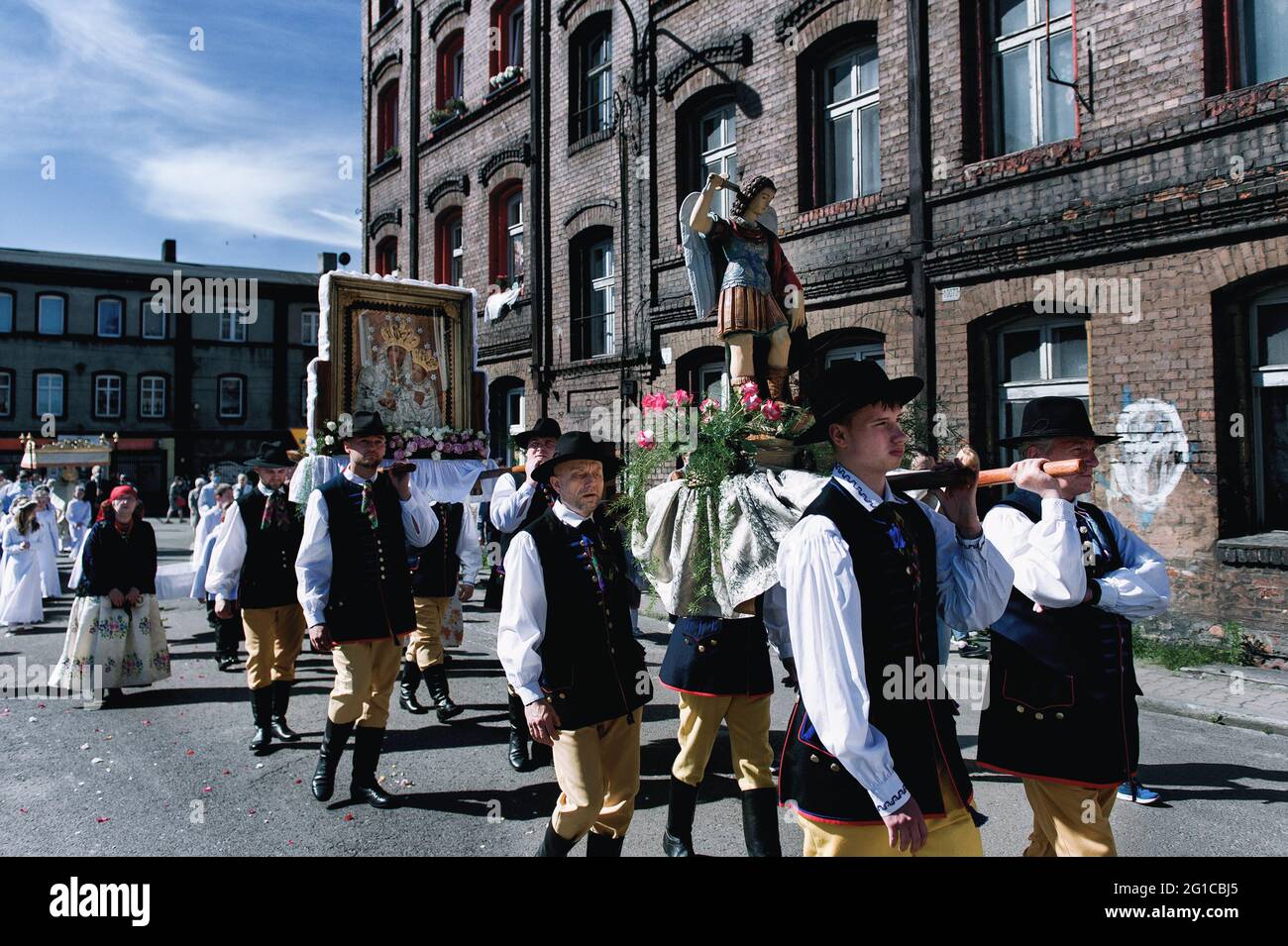 June 3, 2021, Swietochlowice, Lipiny, Poland: People in traditional ...