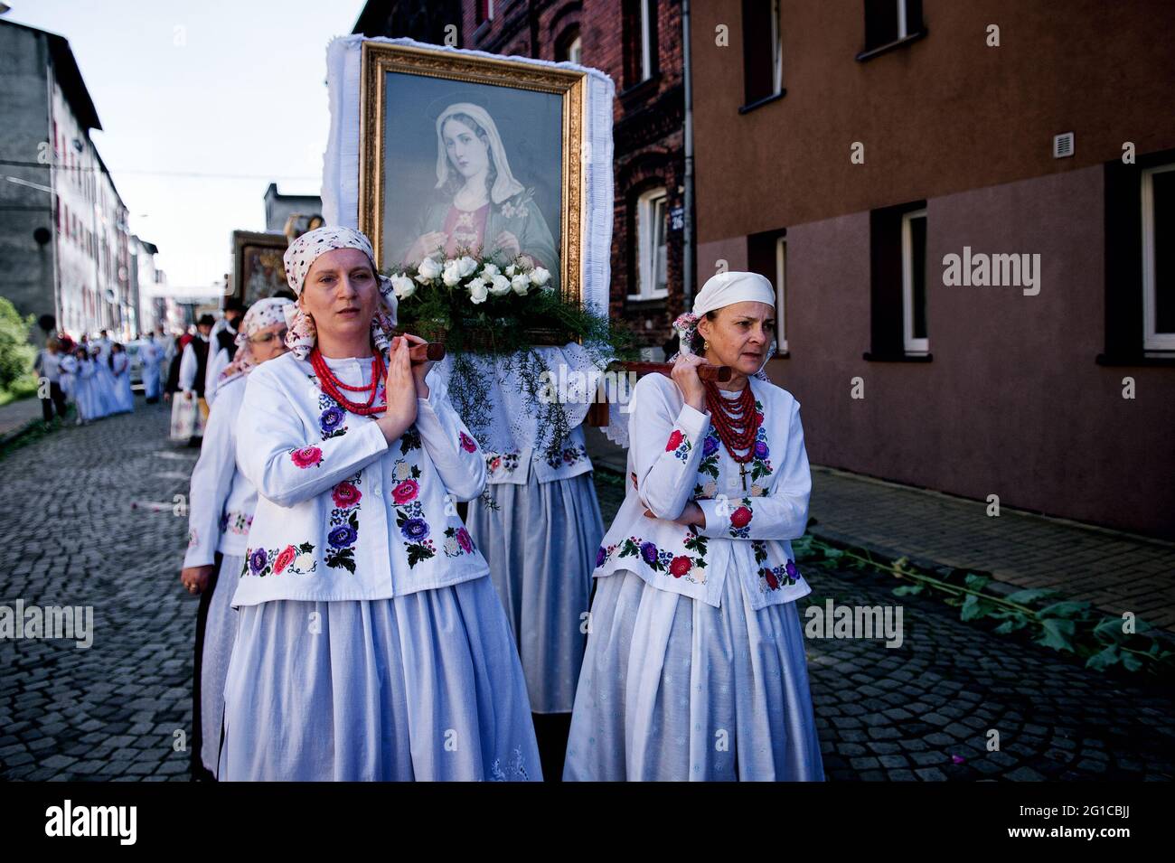 June 3, 2021, Swietochlowice, Lipiny, Poland: People in traditional ...