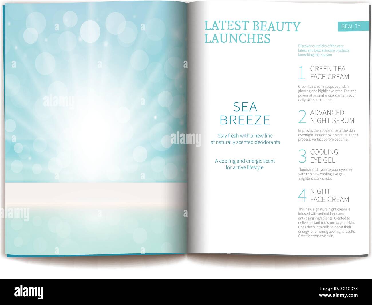 Vector empty template design for glossy cosmetic magazine. Magazine or ...