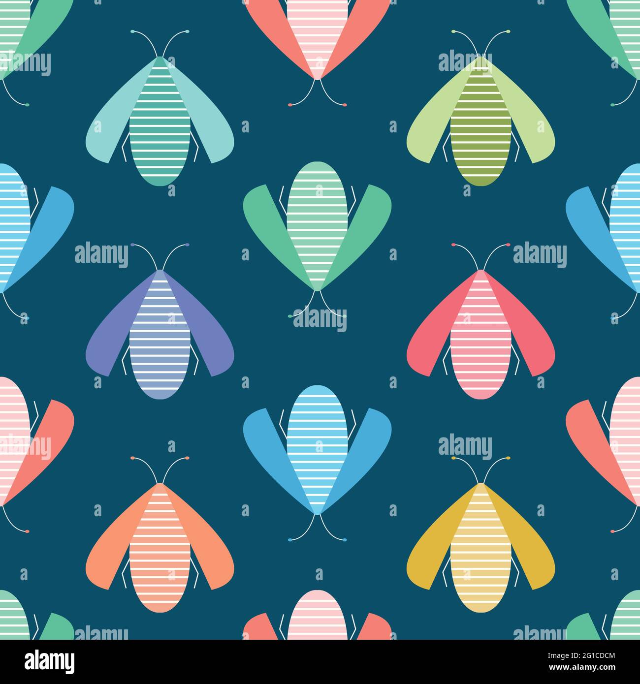 Bug vector background design. Bright and colourful insect seamless ...