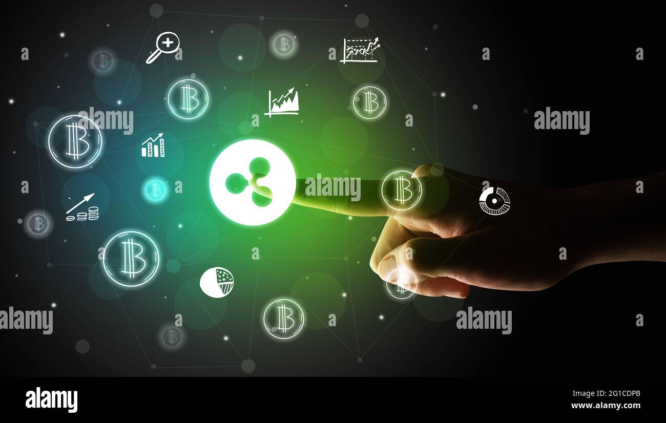 Businessman finger touching on screen multimedia interface with hand ...