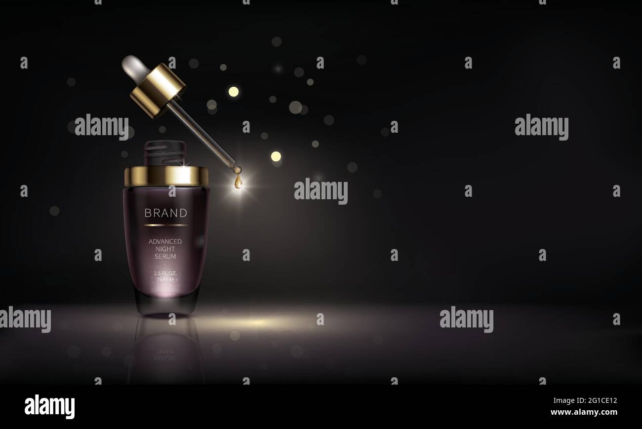 Bottle golden face serum Stock Vector Images - Alamy