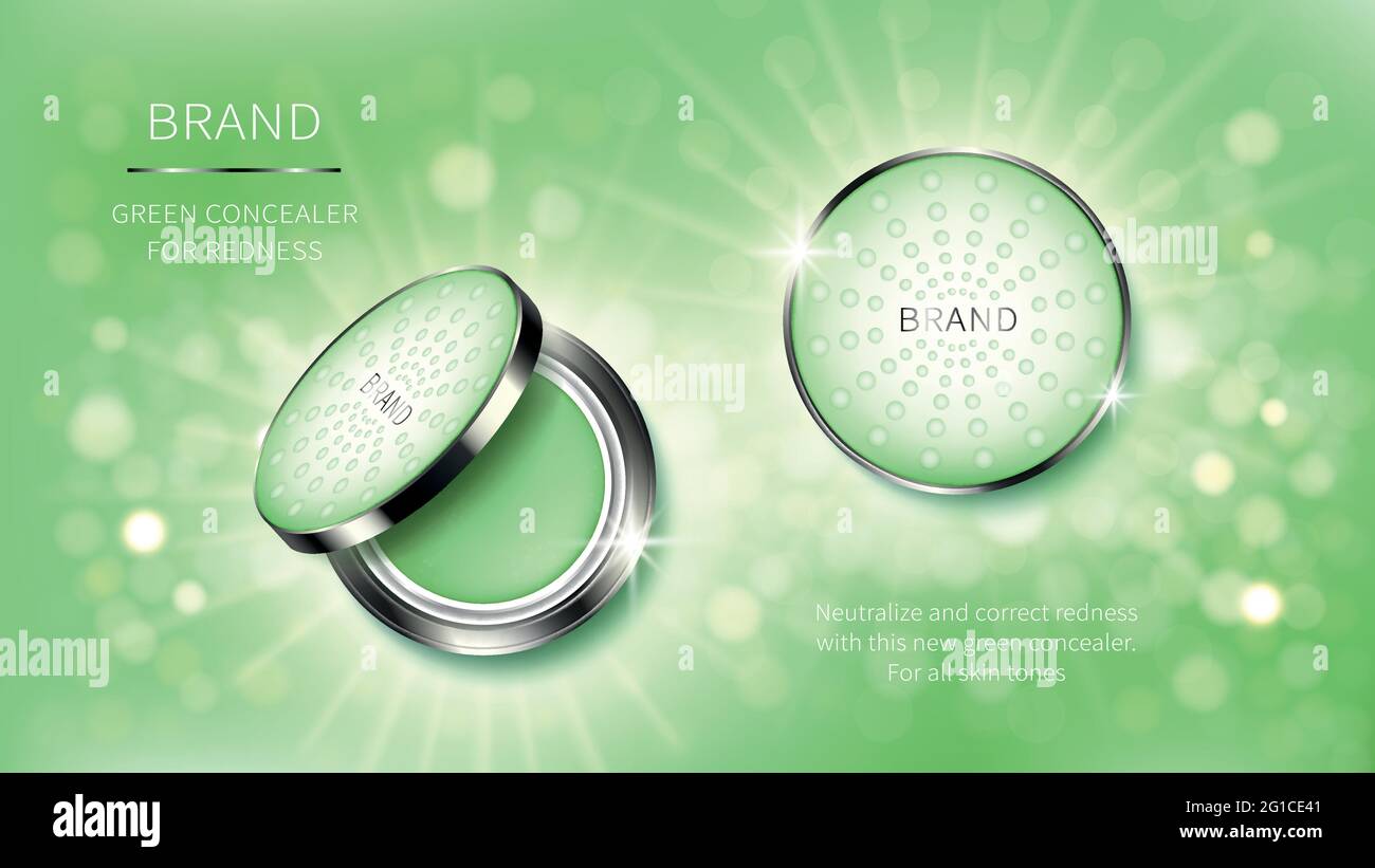 Cosmetic realistic vector ads banner with corrector for perfect makeup ...