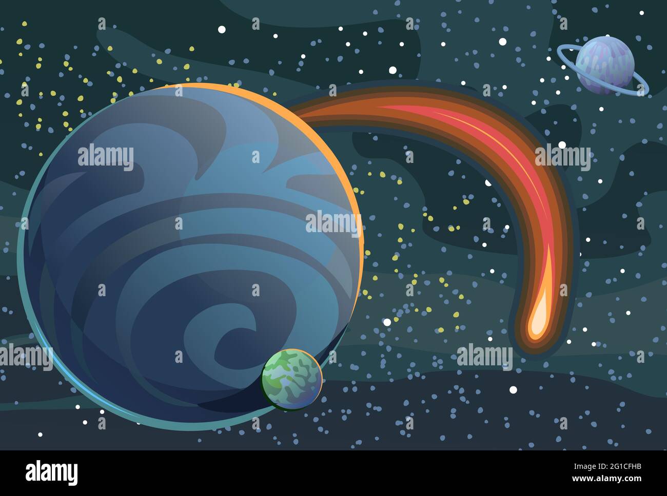 Cosmos background. Starry sky landscape. Planets and their satellites ...