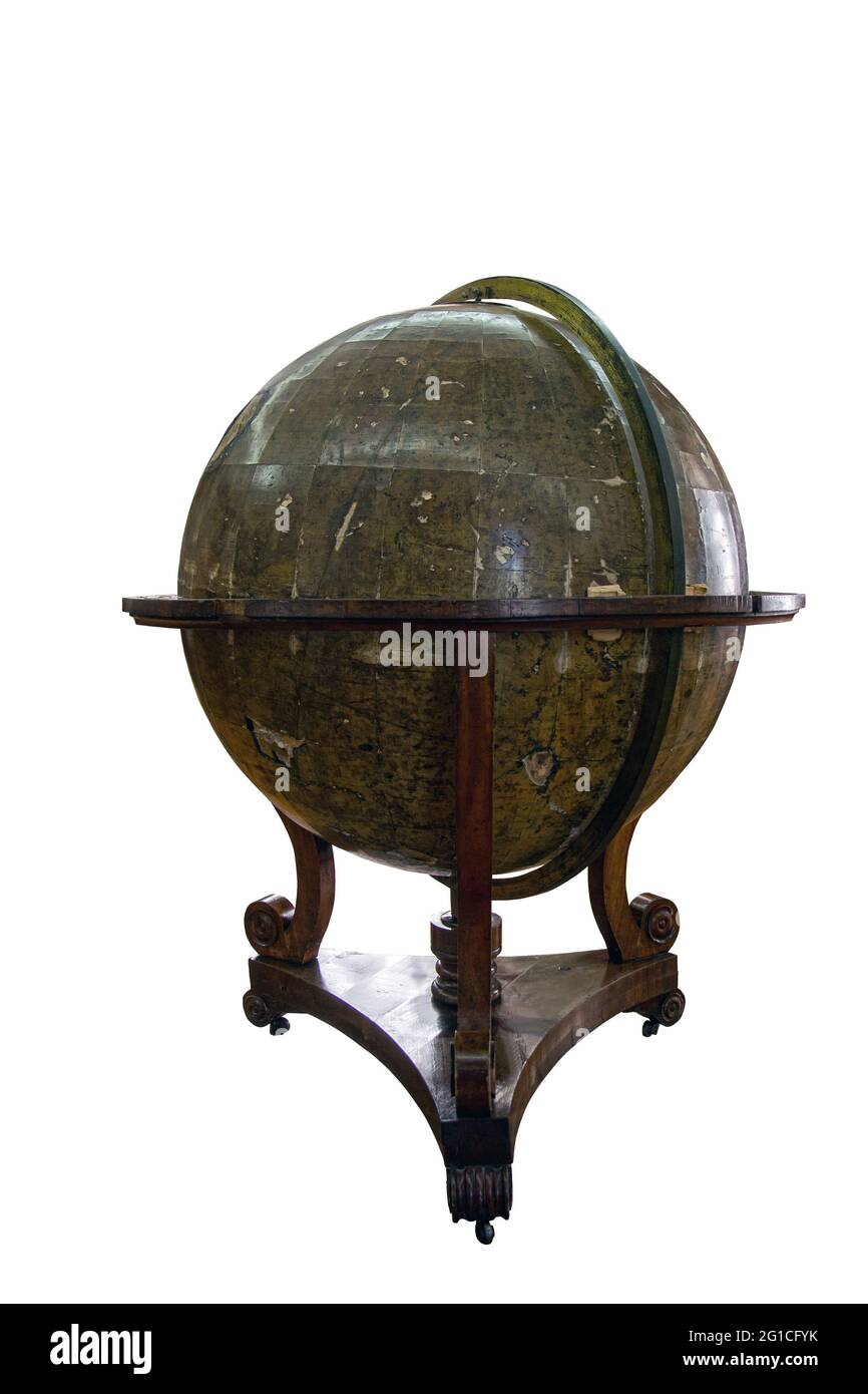 Large vintage model of earth globe isolated on white background Stock ...