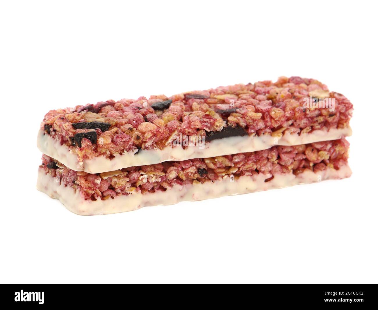 Muesli Cereal bar with white chocolate glaze Stock Photo - Alamy