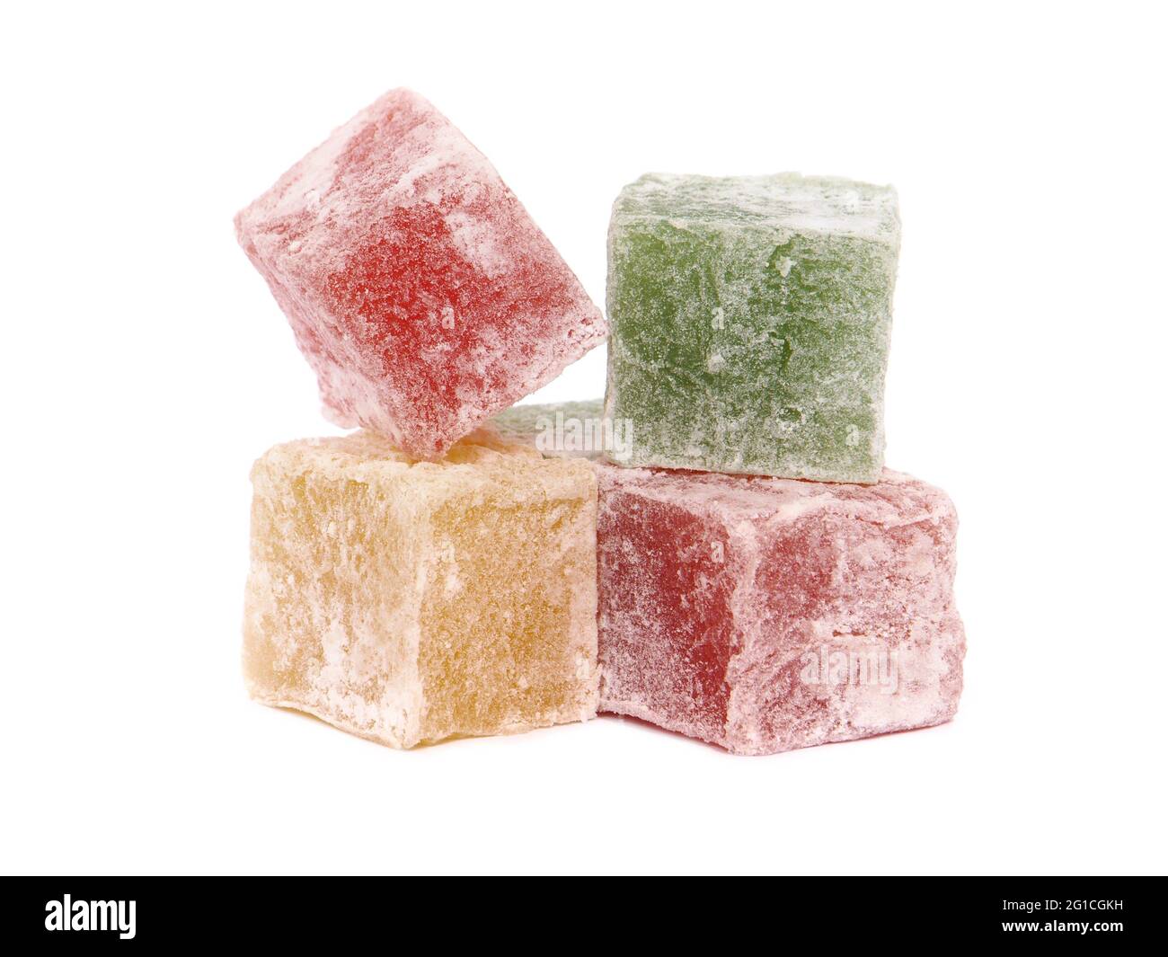 Colorful Turkish delight isolated on white Stock Photo - Alamy