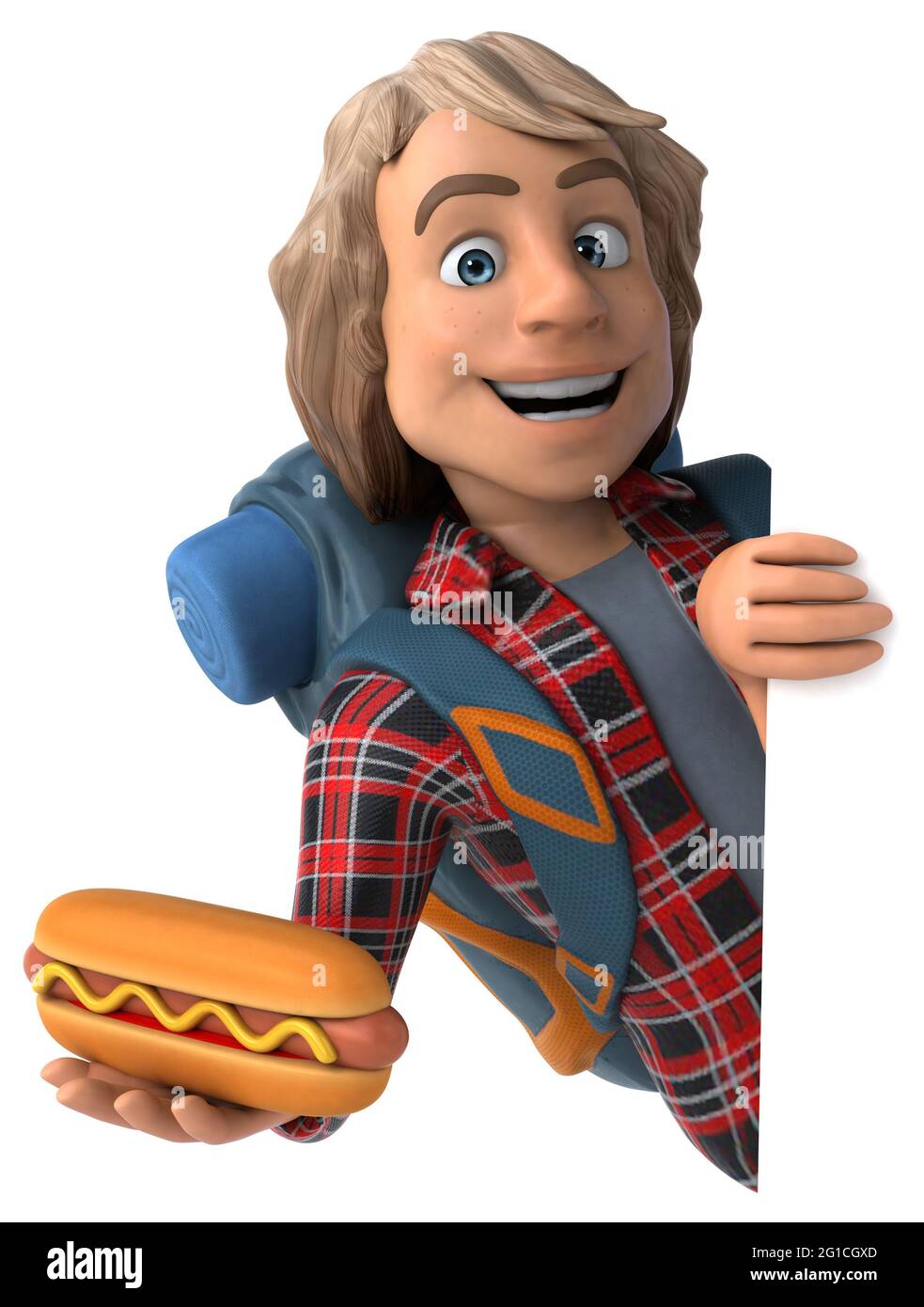 Fun backpacker cartoon guy Stock Photo - Alamy