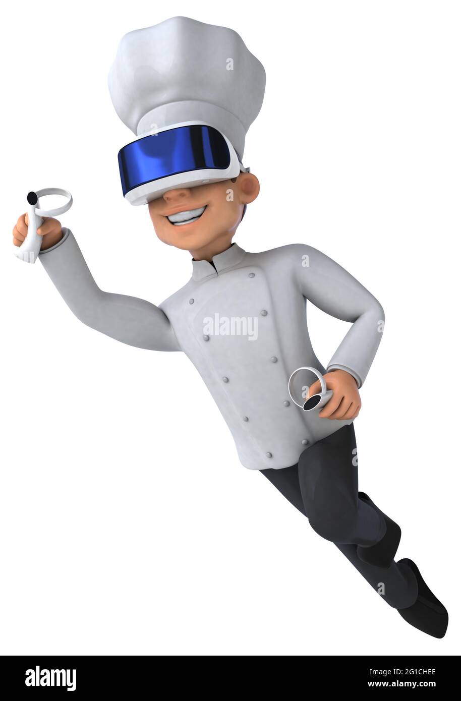 Fun 3D Illustration of a chef with a VR Helmet Stock Photo - Alamy