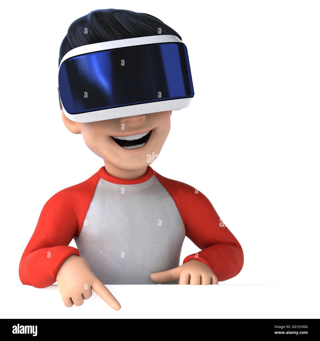 Fun 3D illustration of a cartoon kid with a VR helmet Stock Photo - Alamy