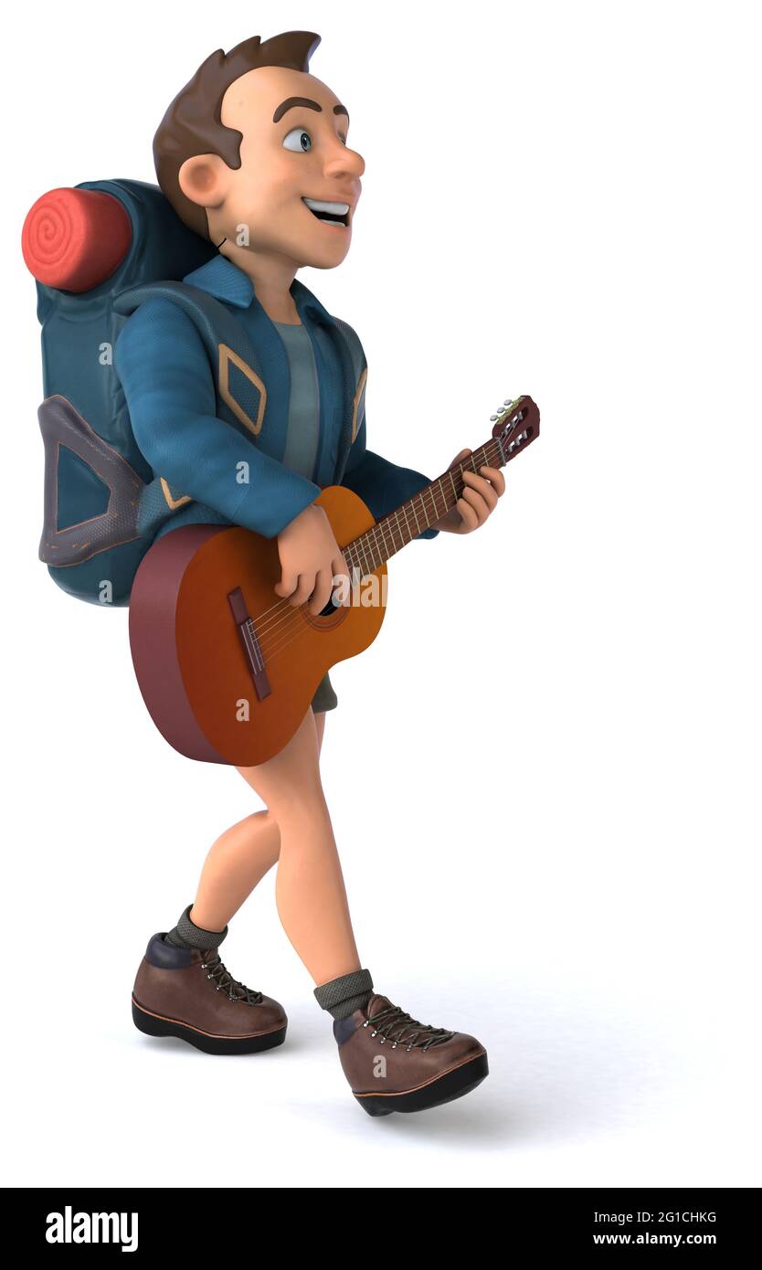 Fun illustration of a 3D cartoon backpacker Stock Photo - Alamy