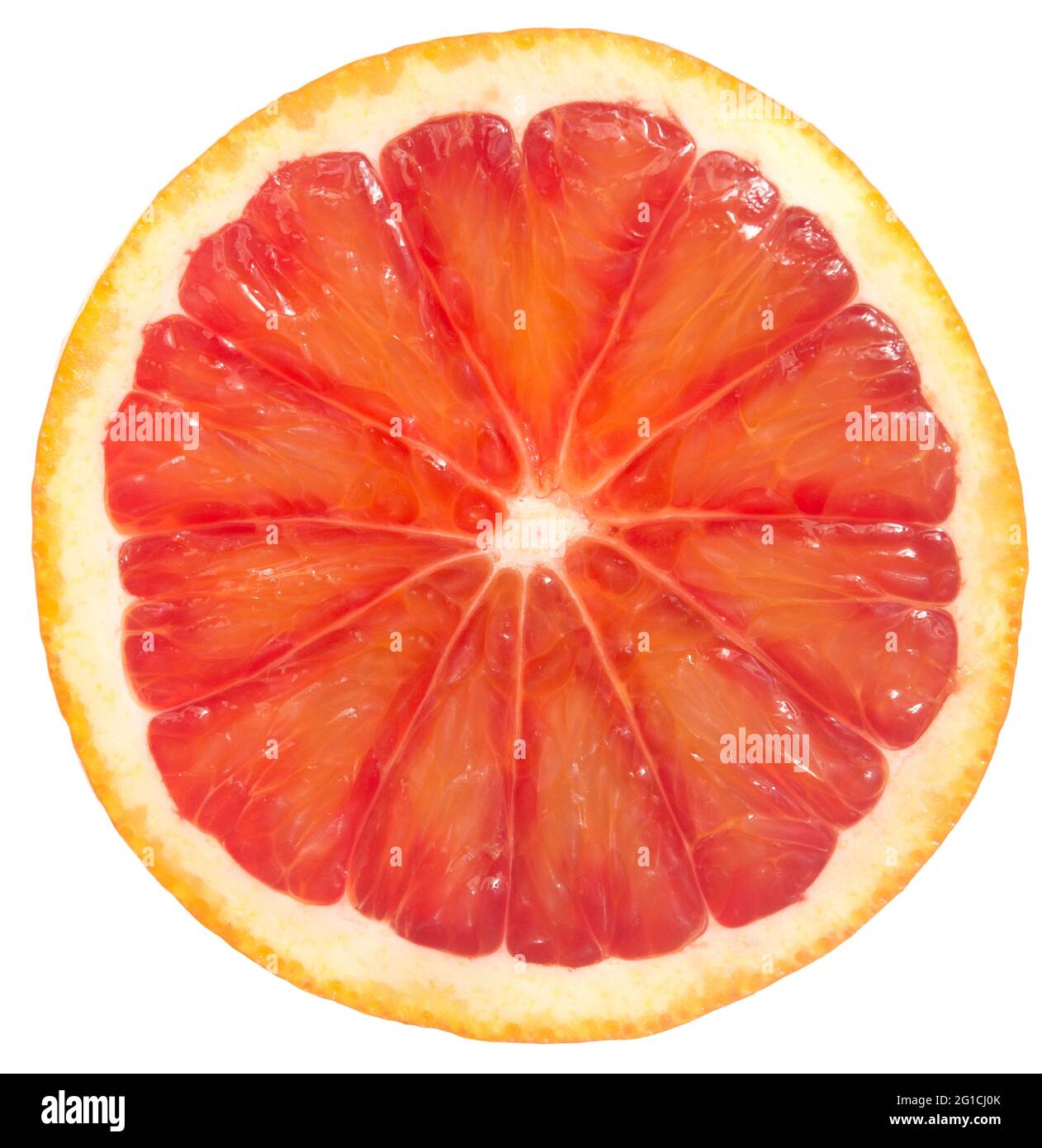 Slice of ripe red orange isolated on white background Stock Photo - Alamy