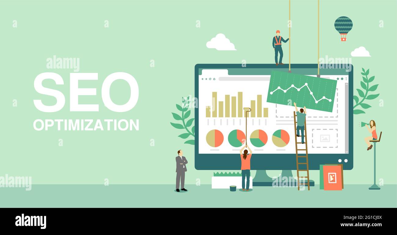 SEO (Search Engine Optimization) concept vector banner illustration ...