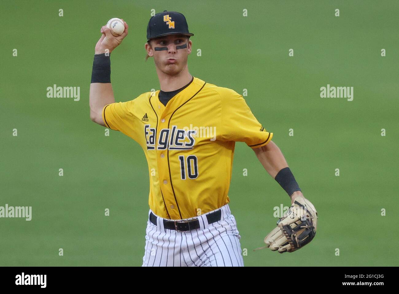 June 06, 2021: Southern Miss infielder Dustin Dickerson (10) during an ...