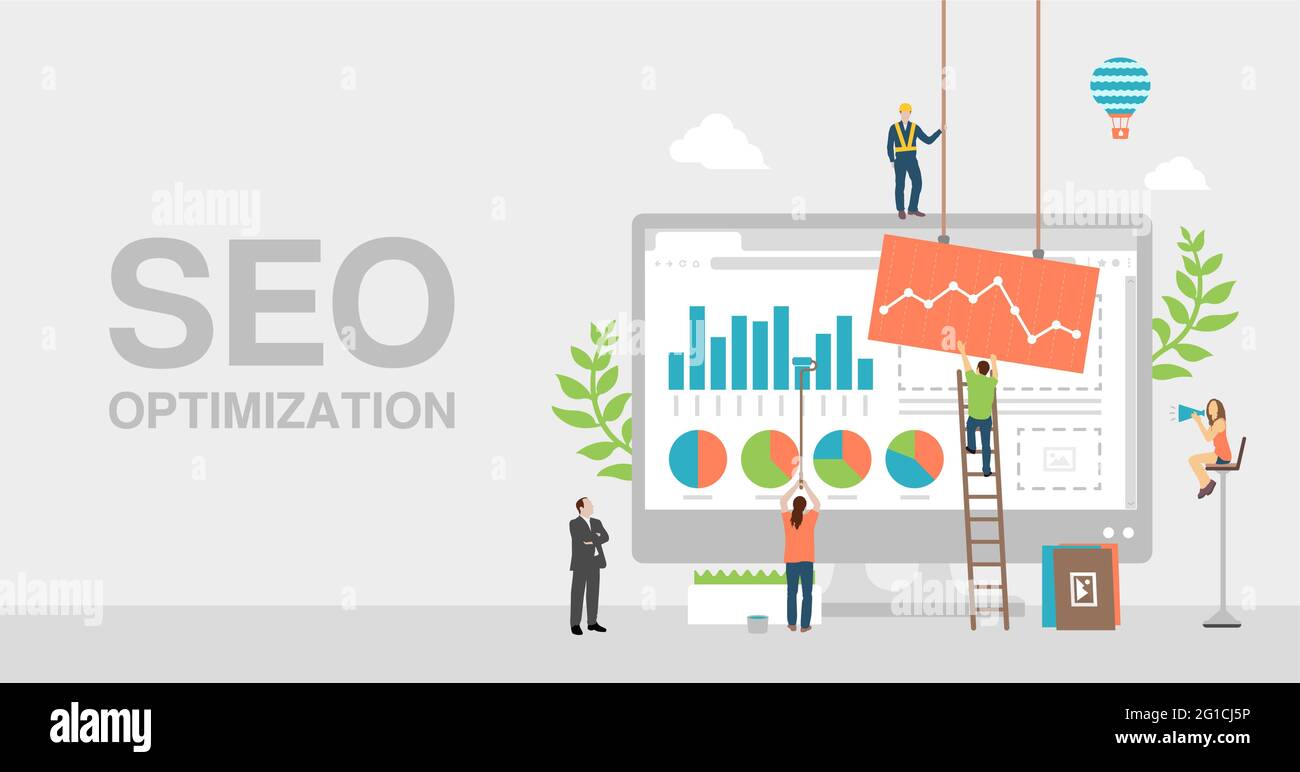 SEO (Search Engine Optimization) concept vector banner illustration ...
