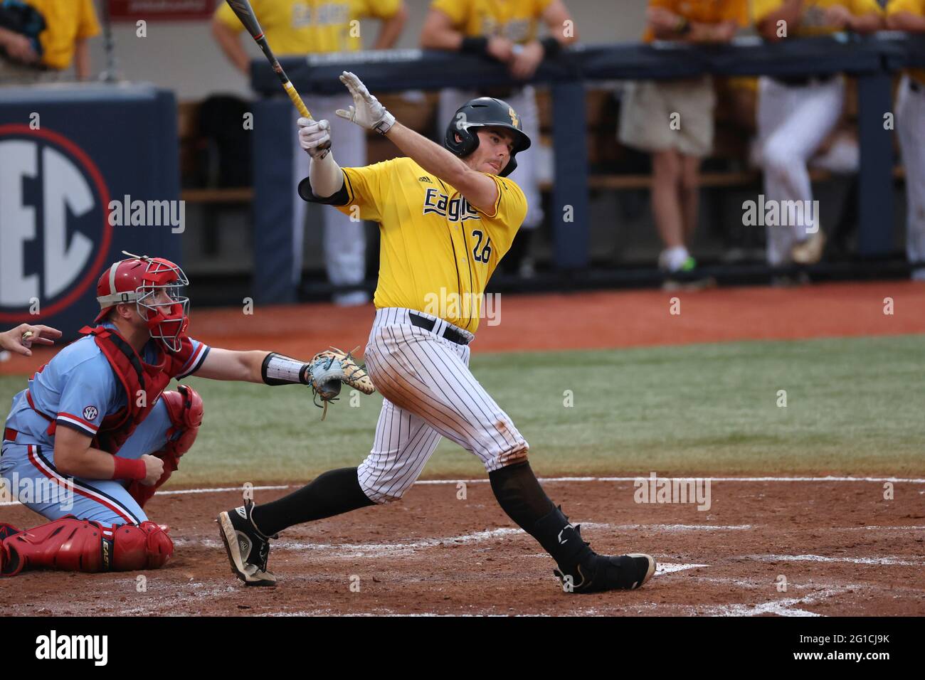 June 06, 2021: Southern Miss infielder Danny Lynch (26) during an NCAA ...