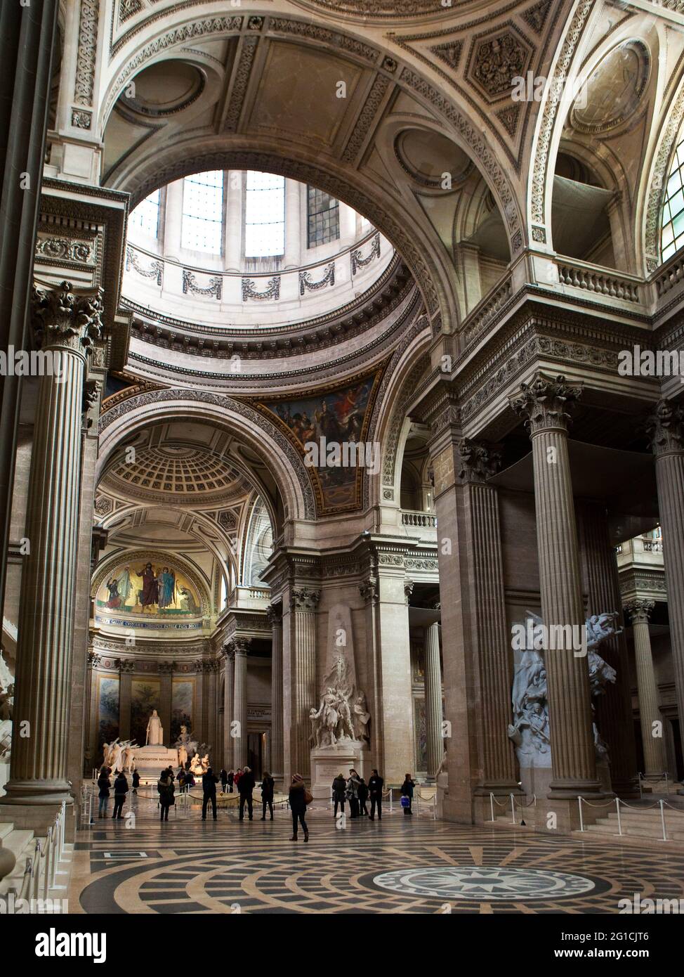 Interior of the Pantheon showing the inside of the dome alongside ...